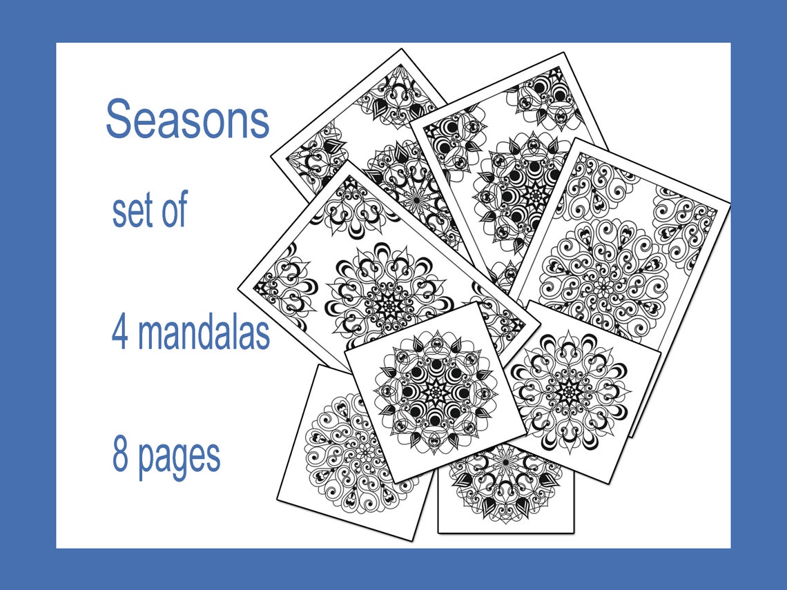 Mandala Coloring Page 4 Mandalas for Coloring Seasons Relax - Etsy