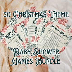 20 Christmas Theme Baby Shower Games Bundle | Winter Santa Baby ...