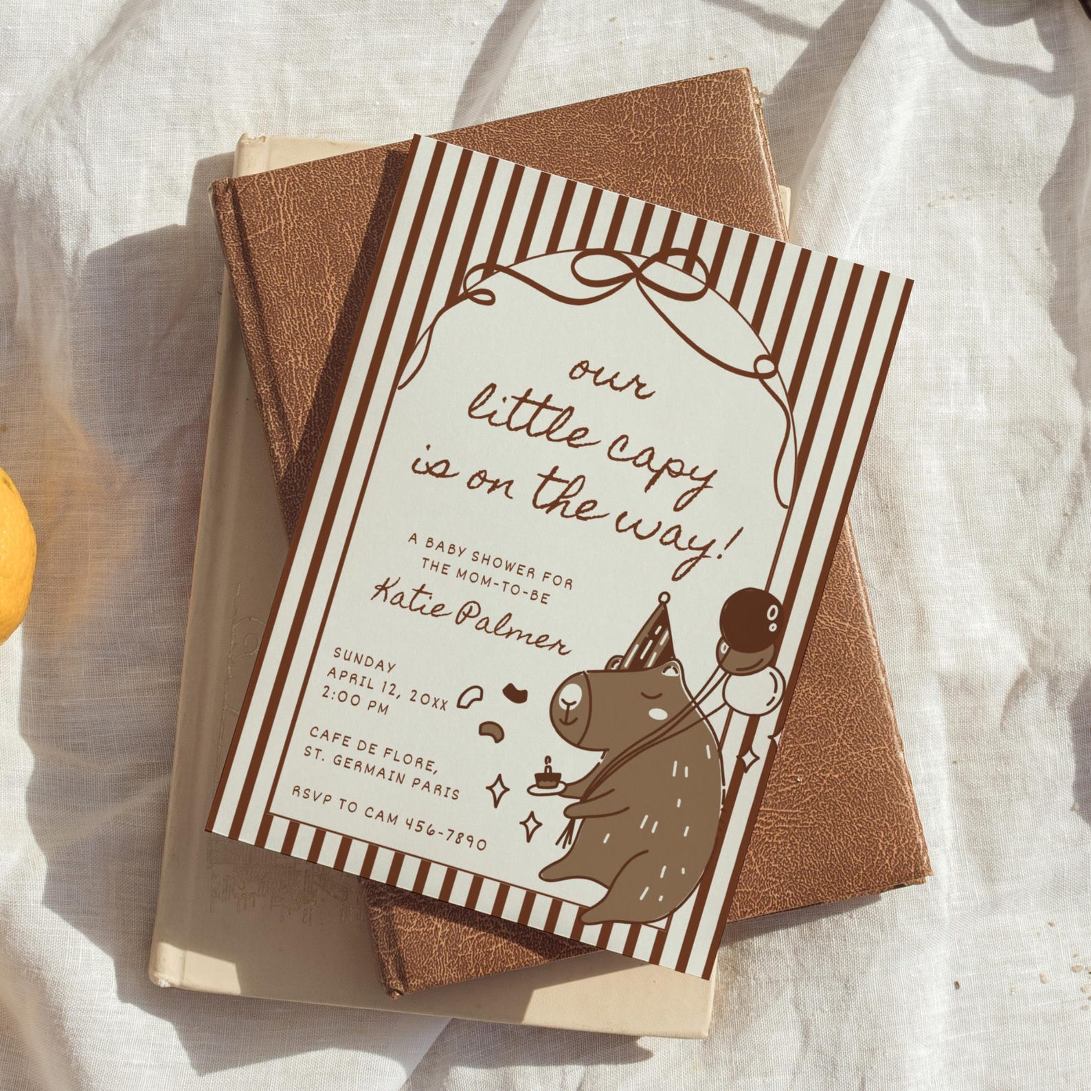 Capybara Baby Shower Invite | Capybara Gender Reveal Baby Sprinkle ...