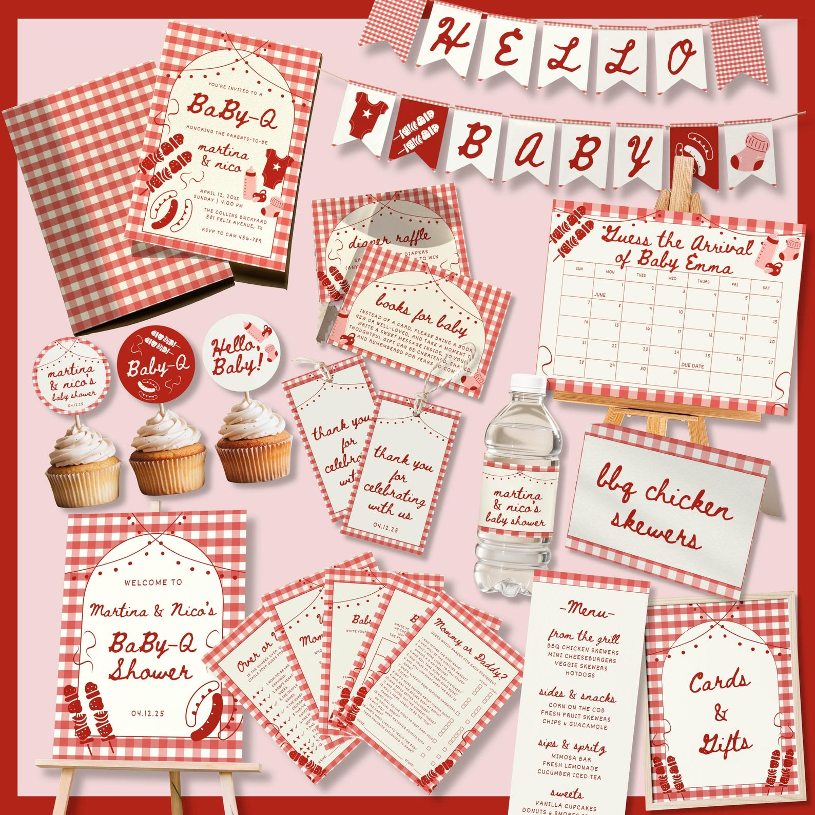 Red Baby Q Baby Shower Party Bundle | Bbq Grill Baby Sprinkle ...