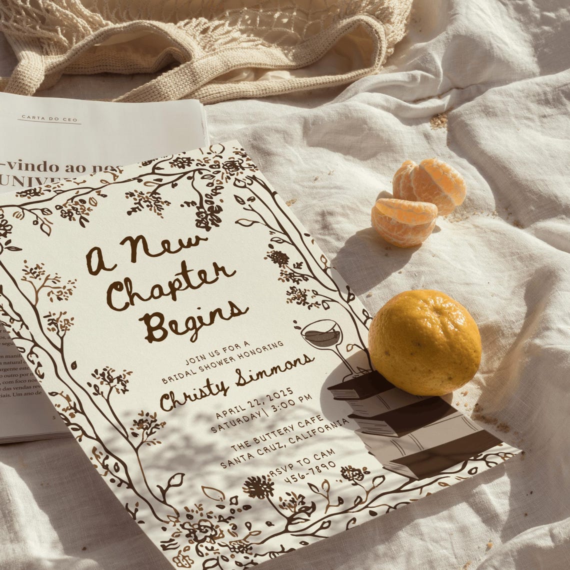A New Chapter Bridal Shower Invite | Book Themed Garden Wedding ...
