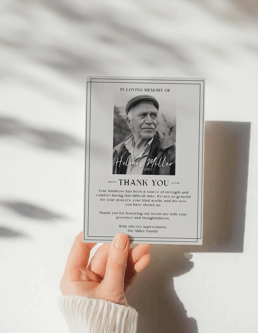 Gray Digital Printable Funeral Thank You Card Template Photo Editable ...