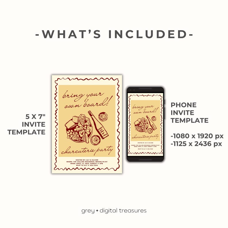 BYOB Bring Your Own Board Invitation | Charcuterie Board Party | Wine ...