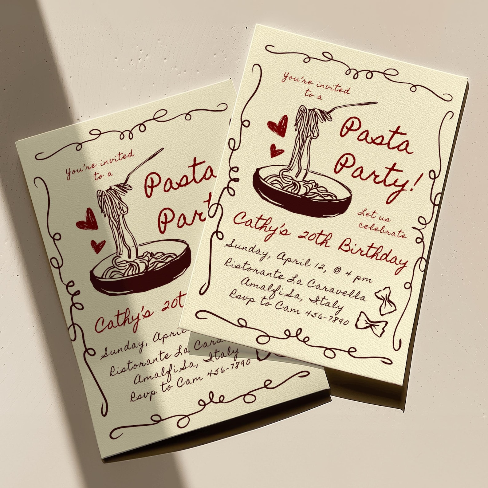 Pasta Party Invitation | Italian Theme Birthday Invite | Pasta Making ...
