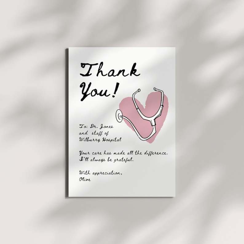 Editable Nurse Doctor Thank You Card | Digital Hospital Surgeon Card ...