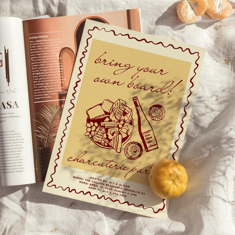 BYOB Bring Your Own Board Invitation | Charcuterie Board Party | Wine ...