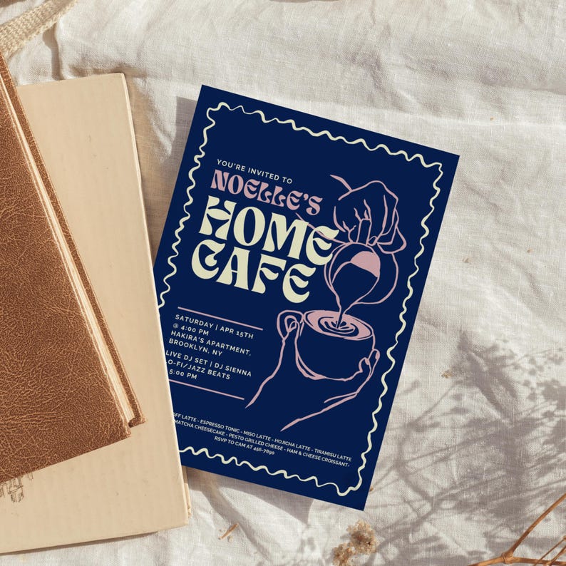 Home Cafe Party Invitation | Quirky Fun Coffee Birthday Invite | Modern ...