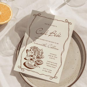 Cafe Bebe Baby Shower Invite | Coffee Themed Gender Reveal Invitation ...
