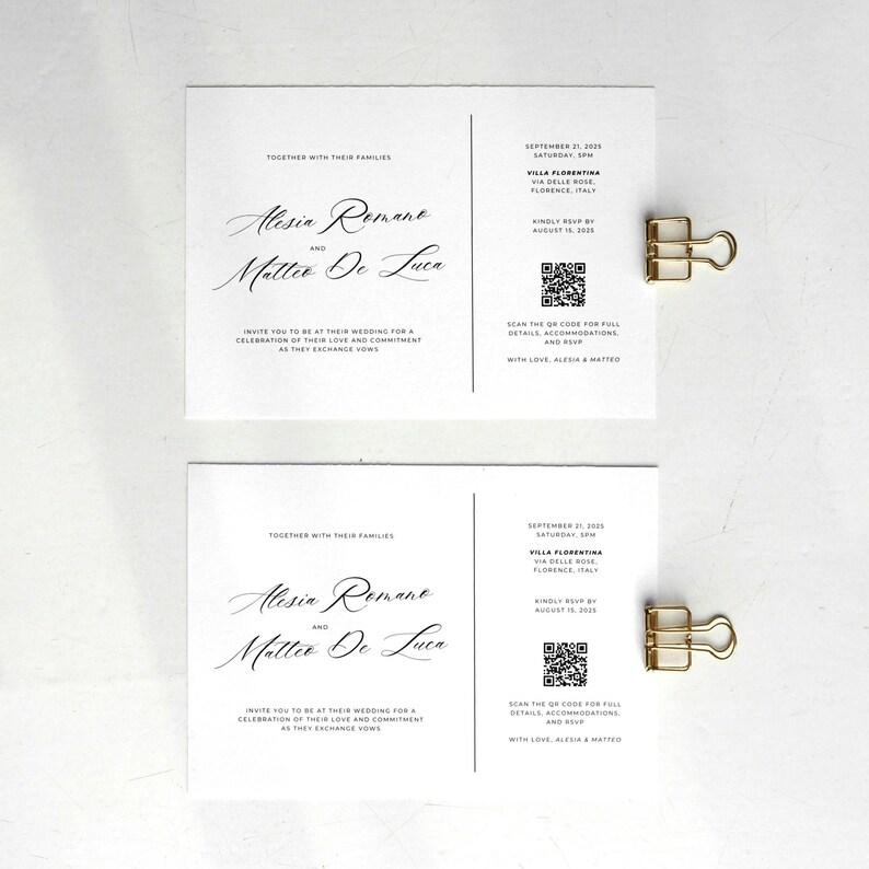 Editable Wedding Invitation QR Code | Minimalist Elopement Invite Card ...