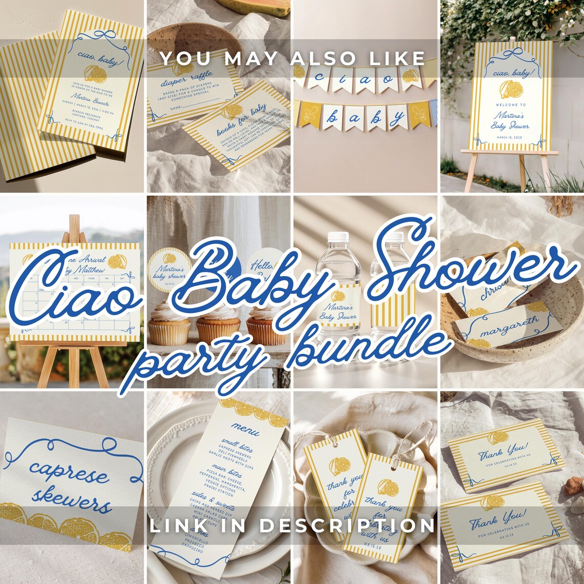 Ciao Baby Shower Welcome Sign | Italian Themed Baby Shower | Lemon Baby ...