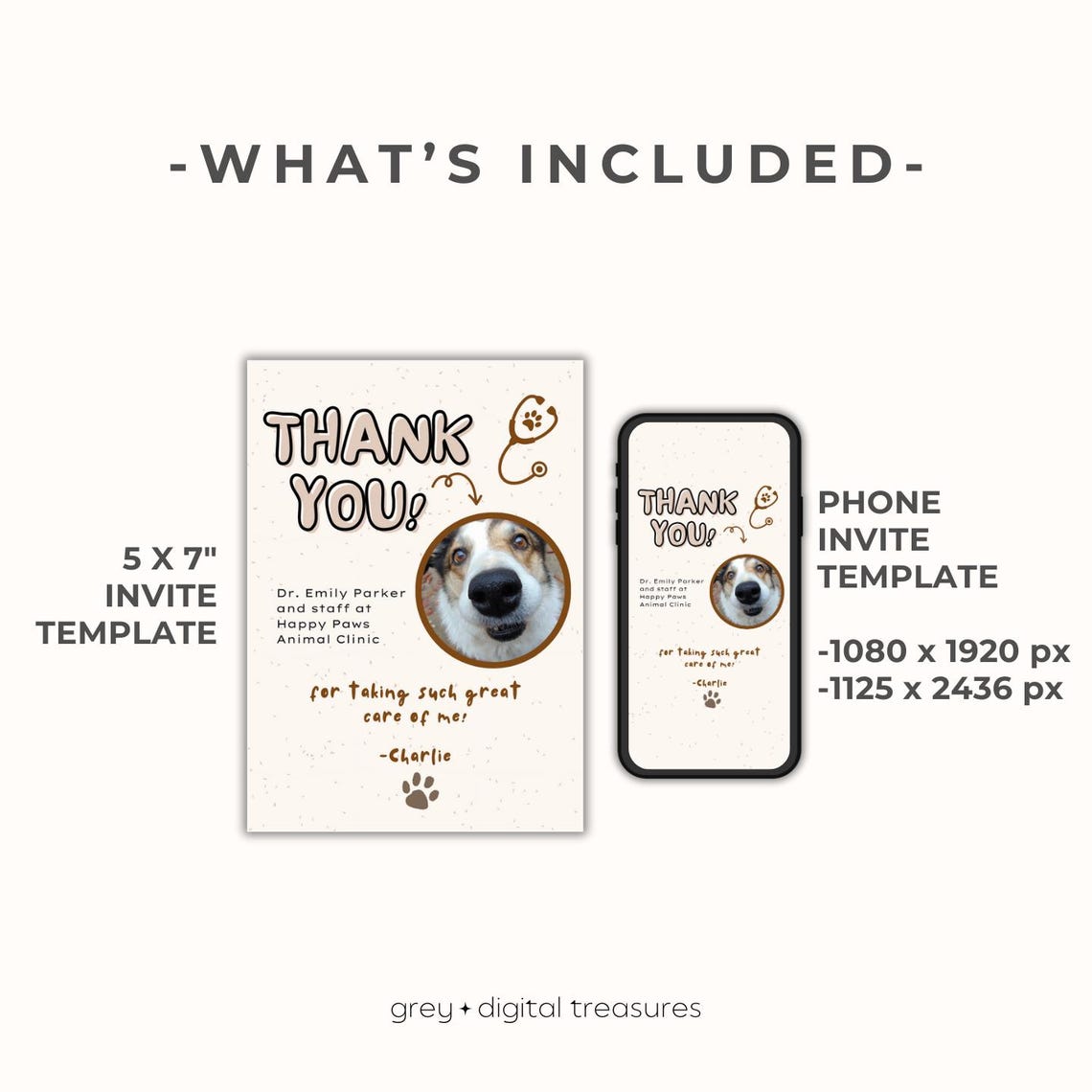 Digital Veterinarian Thank You Card | Vet Tech Thank You | Dog Cat Pet ...