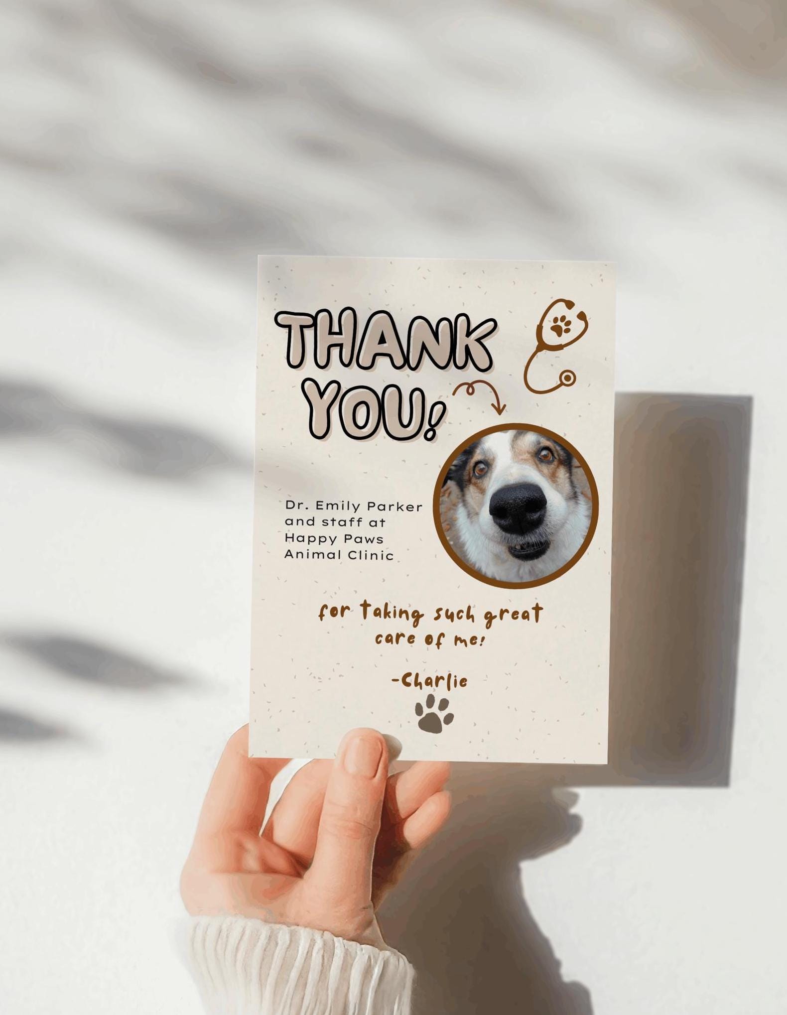 Veterinarian Thank You Card Template Vet Tech Thank You, Dog Cat Pet ...