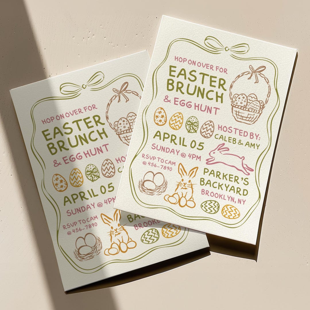 Easter Brunch and Egg Hunt Invitation | Whimsy Bow Easter Bunny Party ...