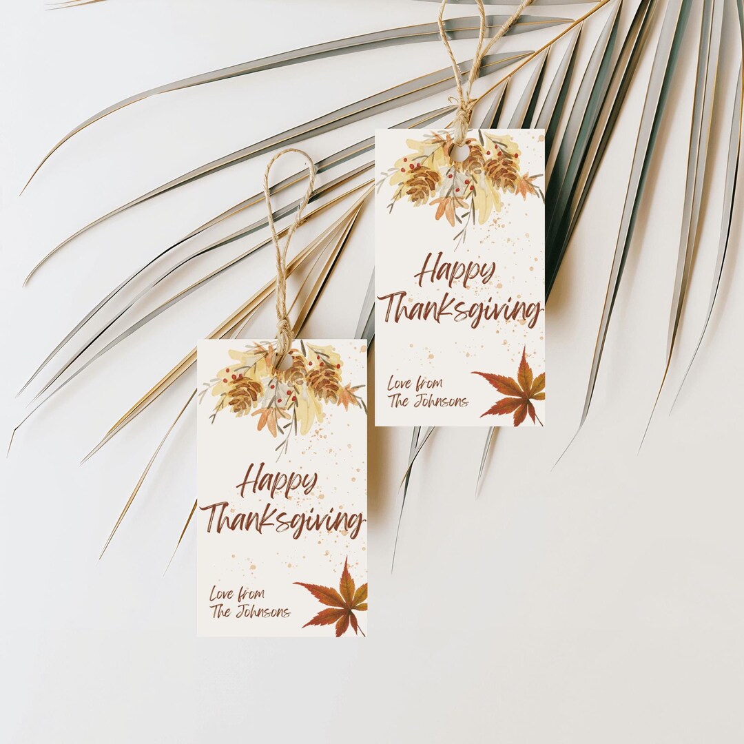 Printable Thanksgiving Gift Tag Template | Watercolor Autumn Fall ...