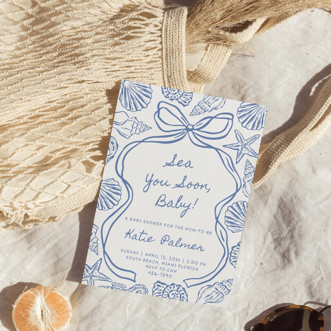 Sea You Soon Baby Shower Invite | Blue Coastal Baby Sprinkle | Beach ...