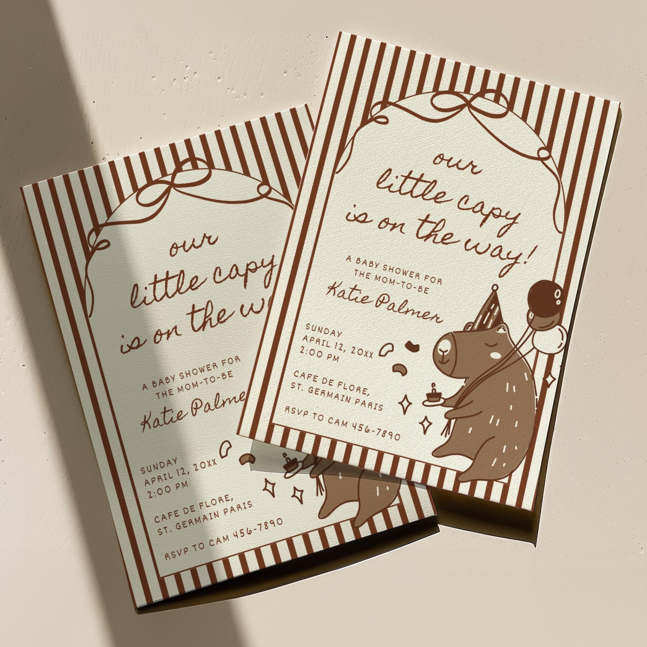 Capybara Baby Shower Invite | Capybara Gender Reveal Baby Sprinkle ...