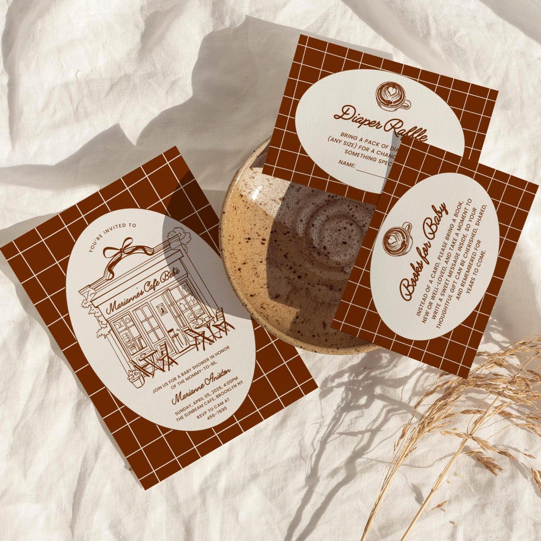 Cafe Bebe Baby Shower Invite | Coffee Themed Gender Reveal | Baby is ...