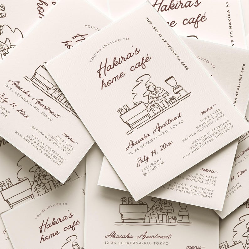 Editable Home Cafe Invite | Apartment Coffee Shop Invitation | Coffee ...