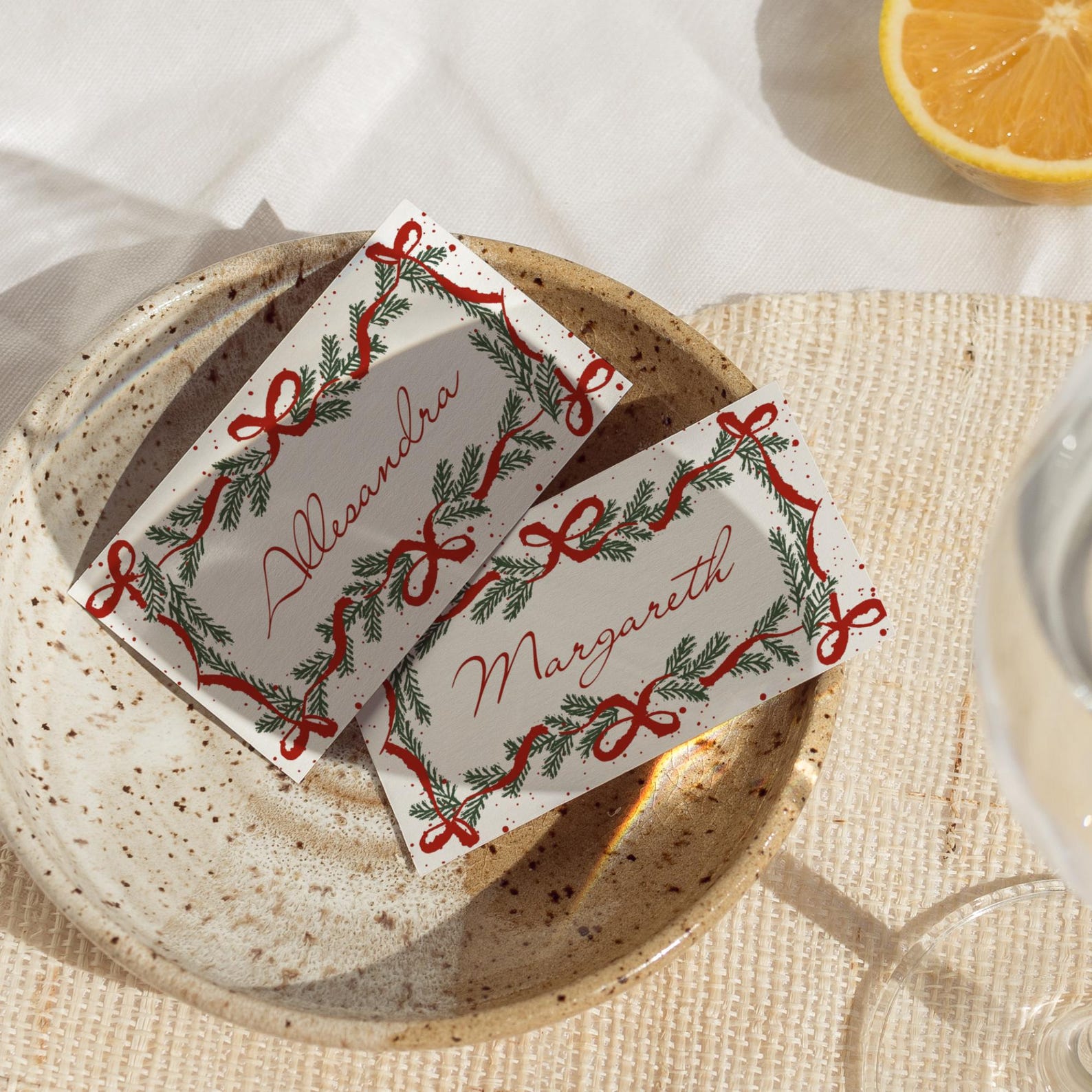 Printable Christmas Place Card | Holiday Table Name Card | Dinner Party ...