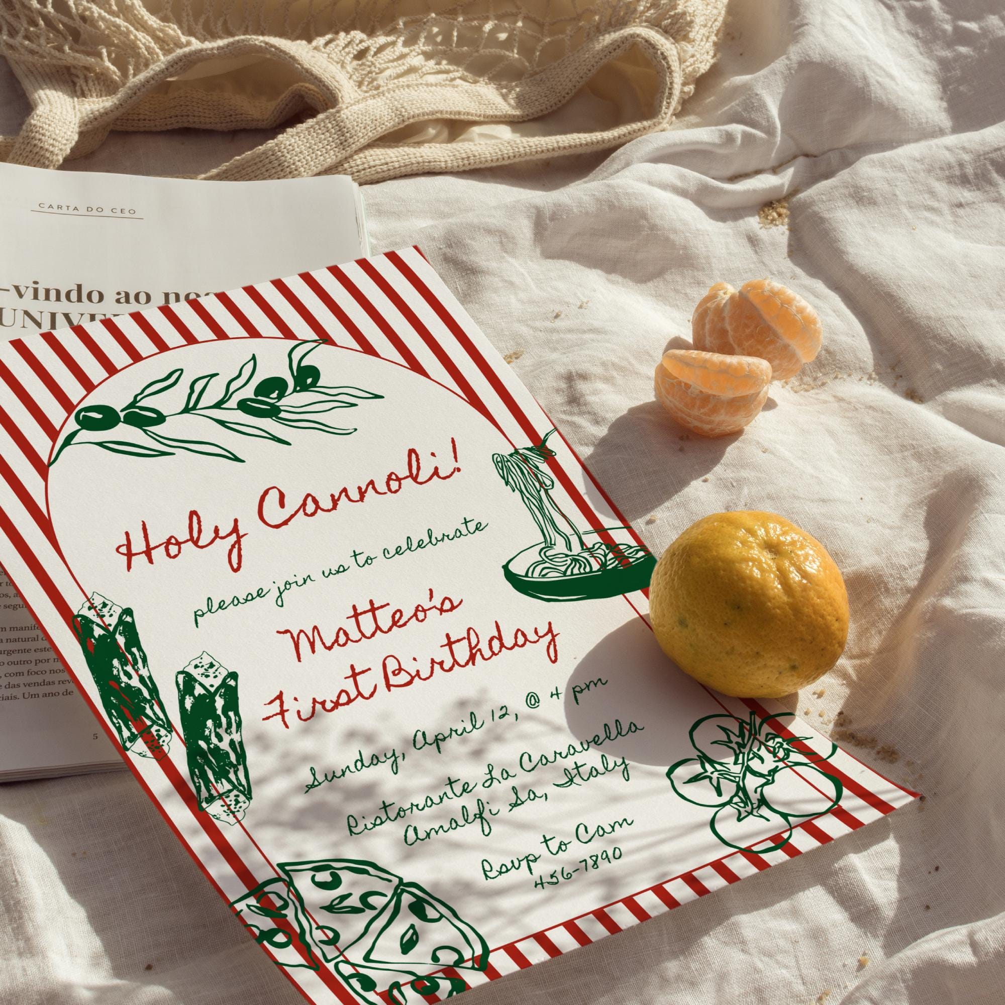Holy Cannoli First Birthday Invite | Italian Baby Shower | Italy Themed ...