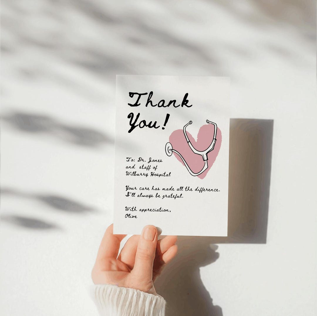 Editable Nurse Doctor Thank You Card | Digital Hospital Surgeon Card ...