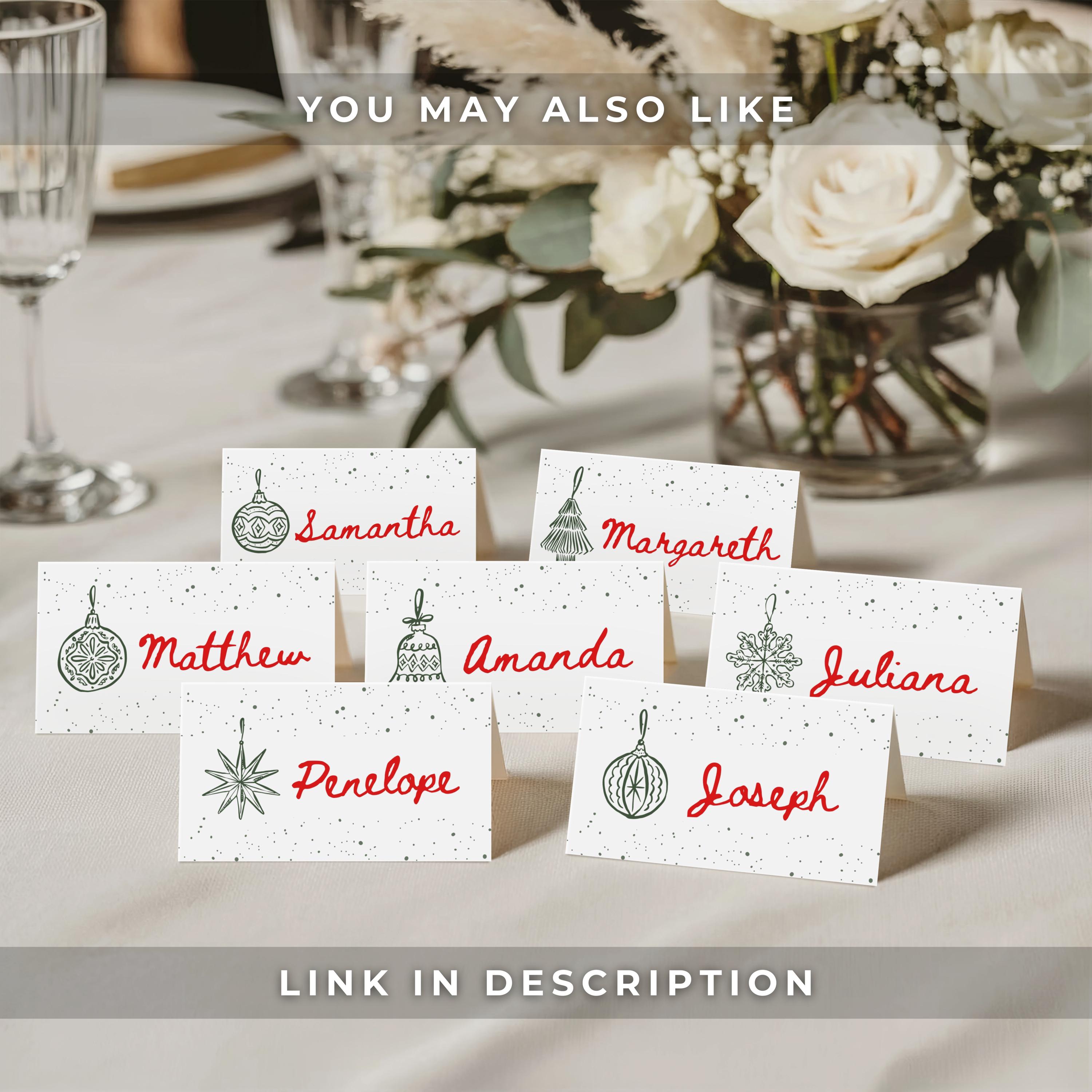Printable Christmas Place Card | Holiday Table Name Card | Dinner Party ...