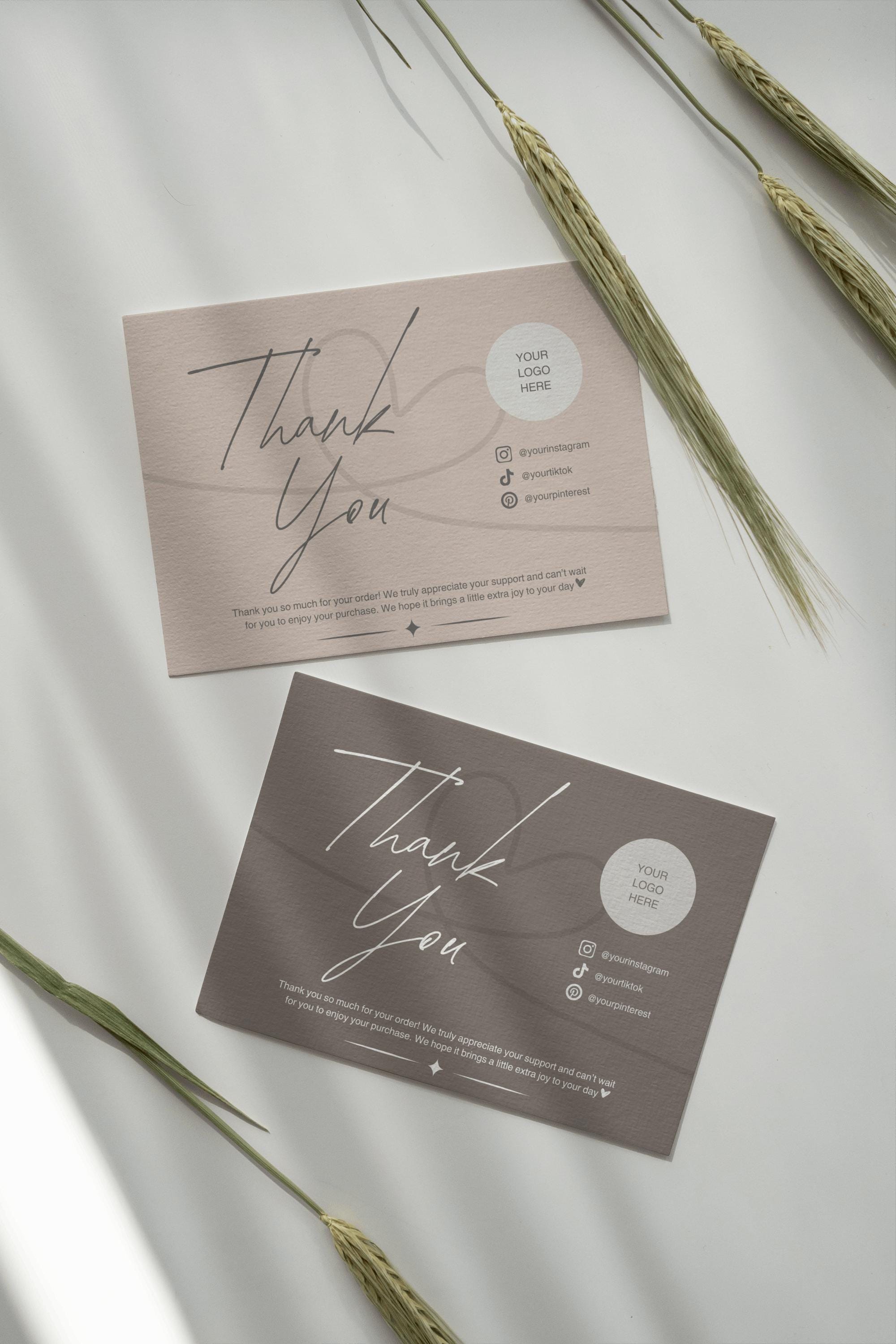 Editable Boho Small Business Shipping Thank You Card Pack | Neutral ...
