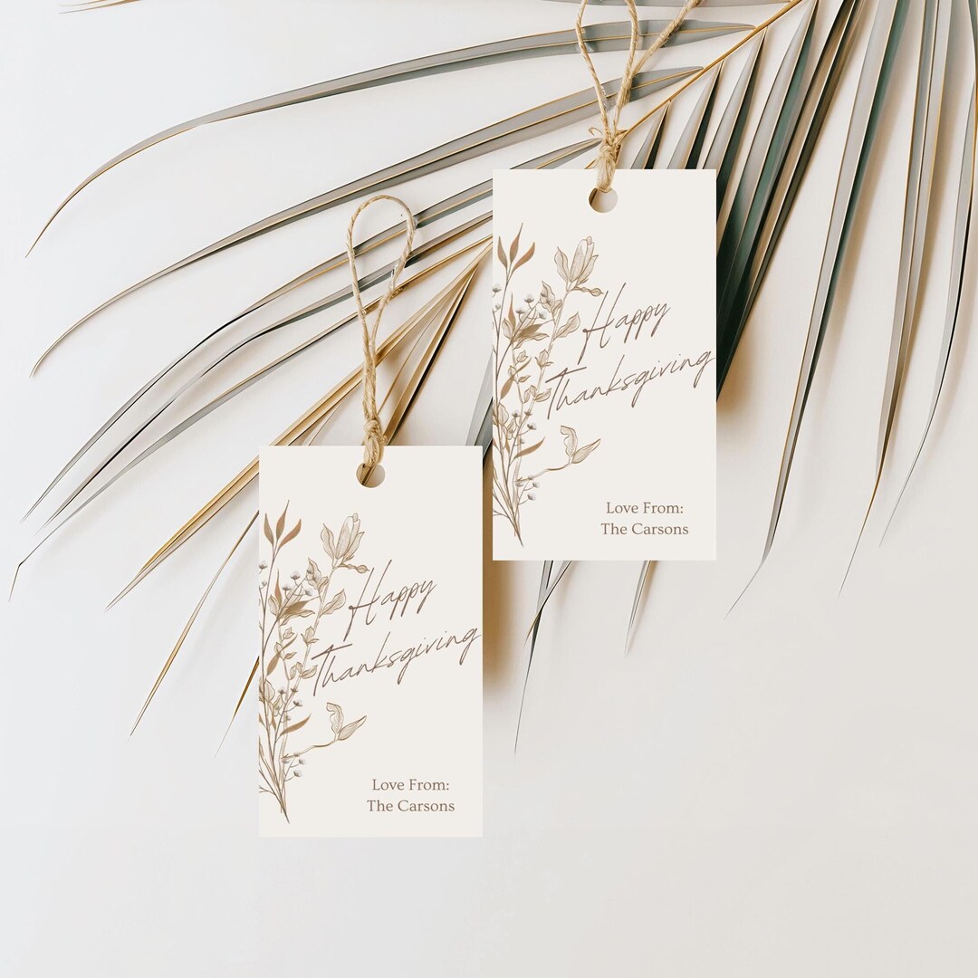 Printable Thanksgiving Gift Tag Template Minimalist Rustic Drawn ...