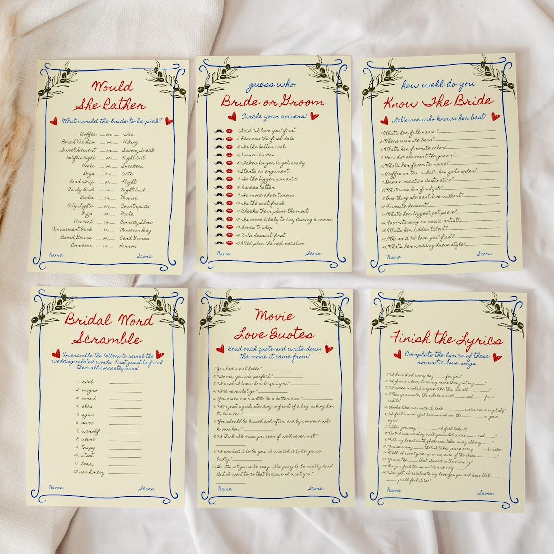 20 Italian Theme Bridal Shower Games Bundle | La Dolce Vita Activity ...