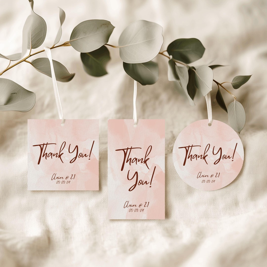 Printable Pink Thank You Favor Tag Set | Girly Birthday Party Tag ...