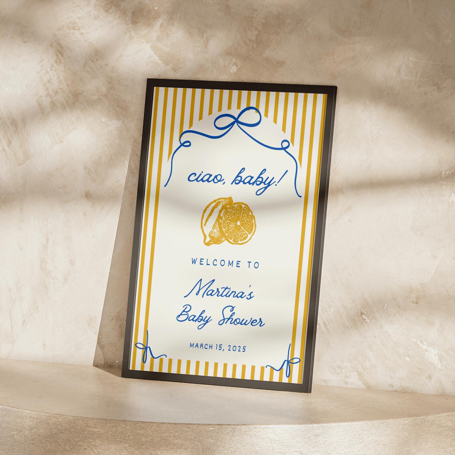 Ciao Baby Shower Welcome Sign | Italian Themed Baby Shower | Lemon Baby ...