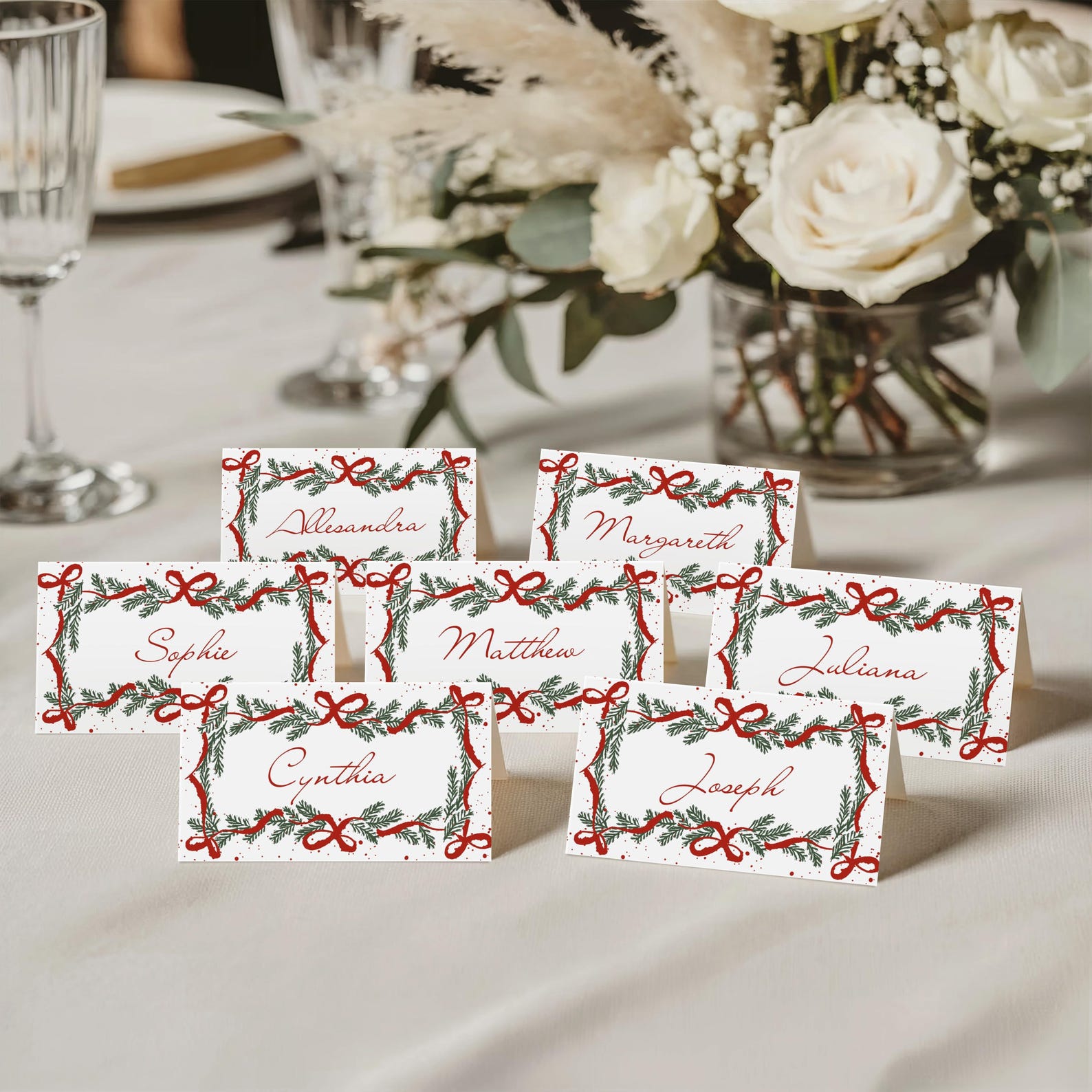 Printable Christmas Place Card | Holiday Table Name Card | Dinner Party ...