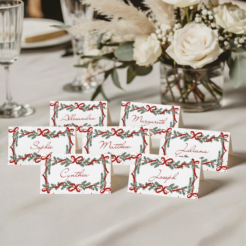 Printable Christmas Place Card | Holiday Table Name Card | Dinner Party ...
