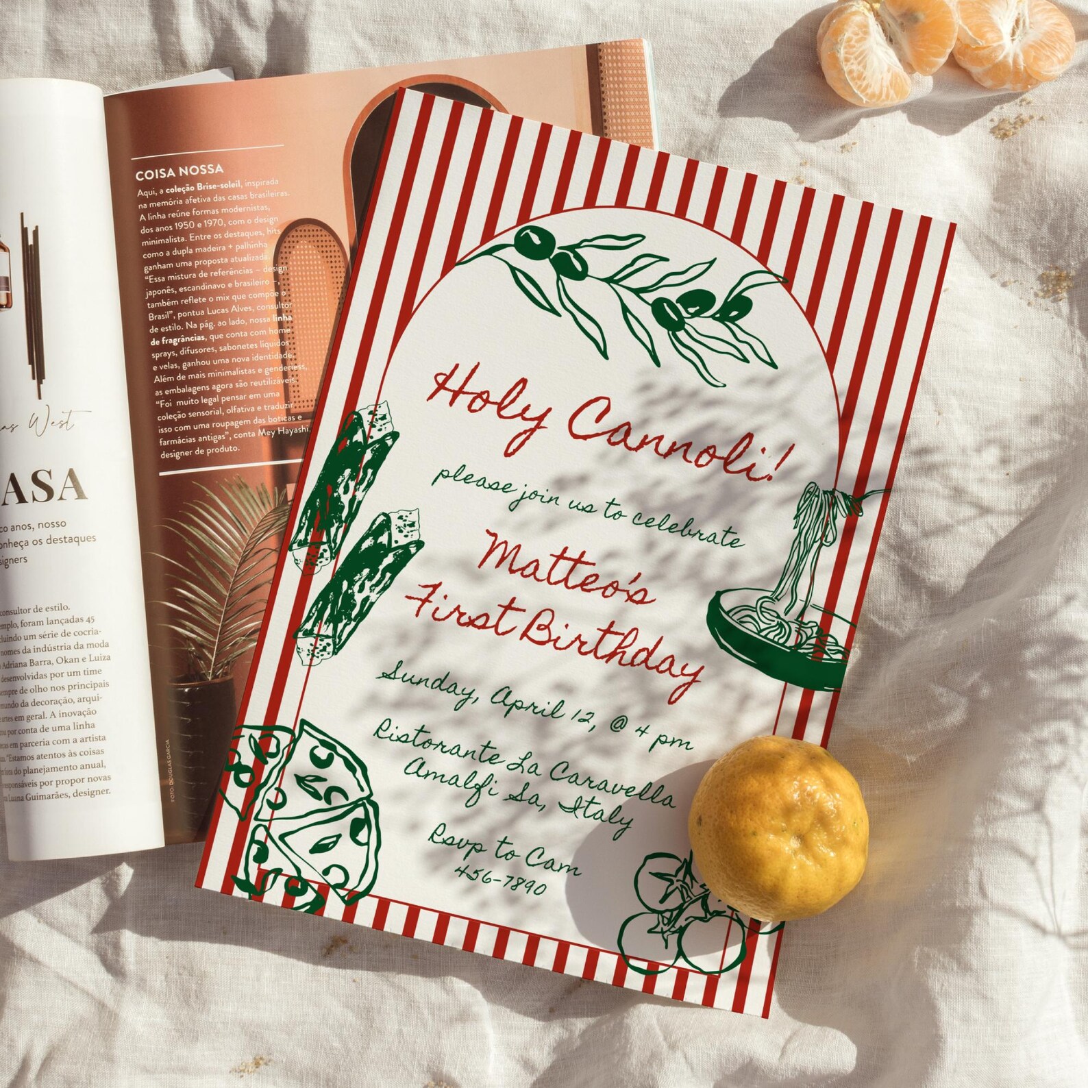 Holy Cannoli First Birthday Invite | Italian Baby Shower | Italy Themed ...