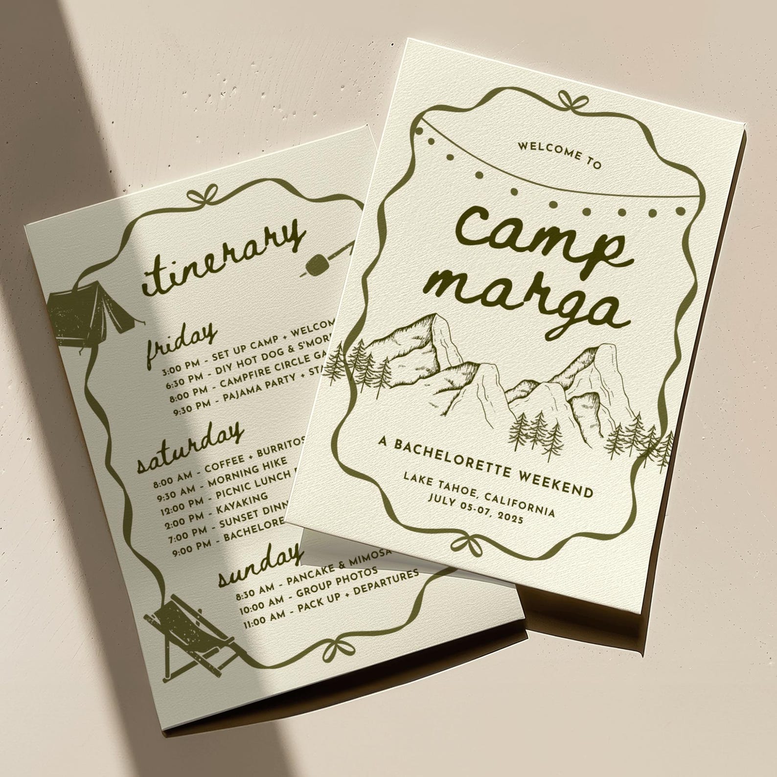 Camp Bachelorette Invite and Itinerary | Editable Camp Bach Weekend ...