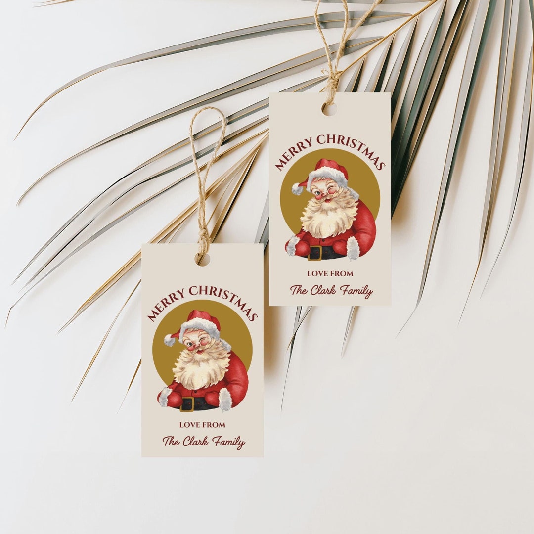 Printable Santa Claus Gift Tag Template Holiday Christmas Favor Tag ...