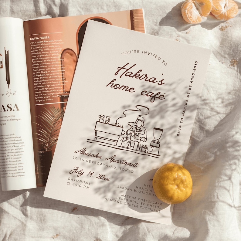 Editable Home Cafe Invite | Apartment Coffee Shop Invitation | Coffee ...