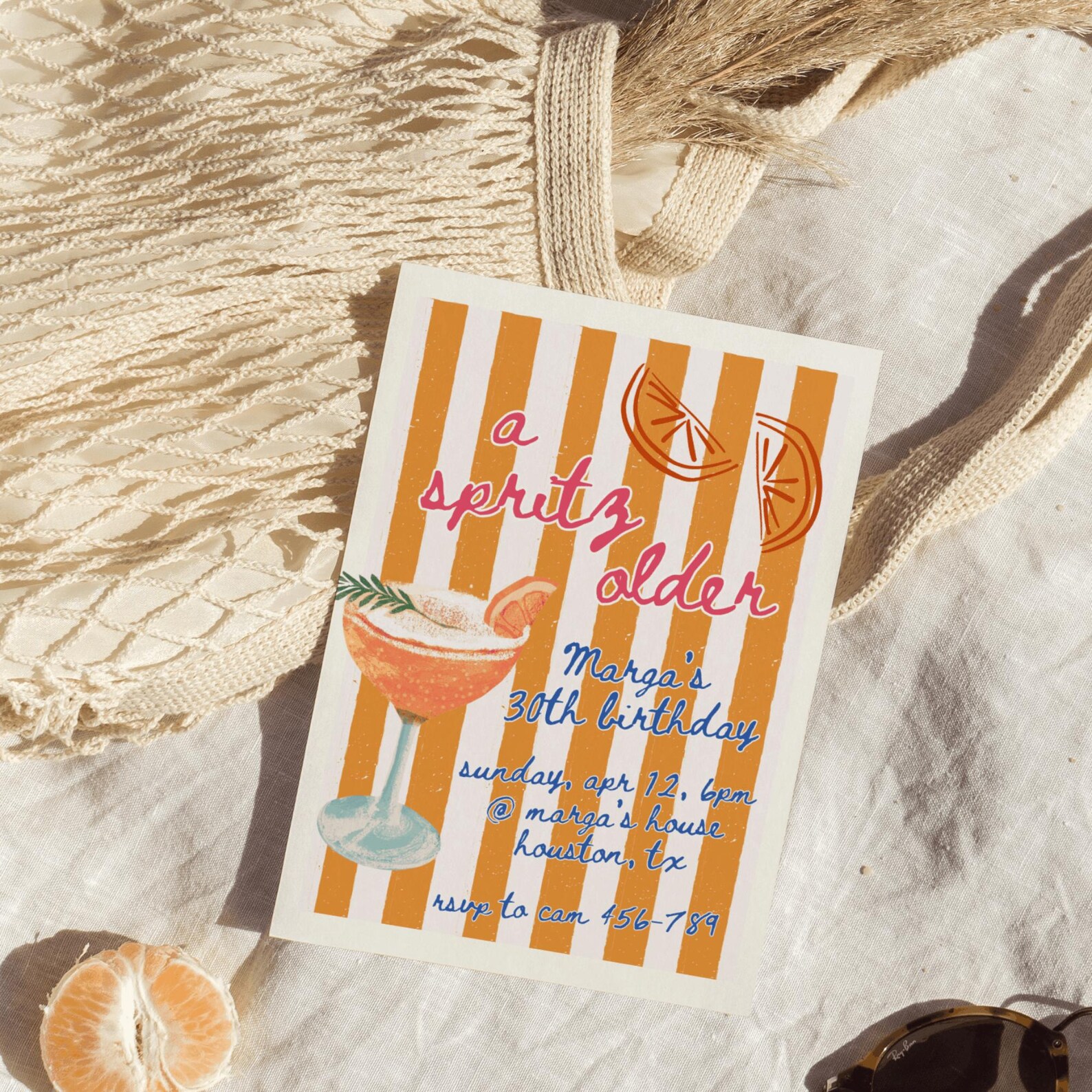 Aperol Spritz Birthday Invitation | A Spritz Older Pool Party Invite ...