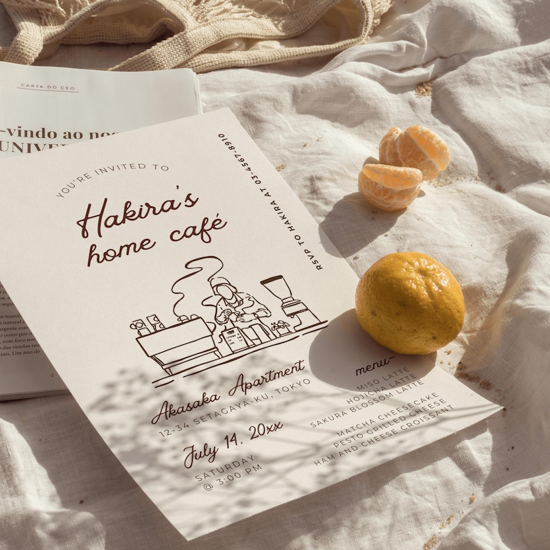 Editable Home Cafe Invite | Apartment Coffee Shop Invitation | Coffee ...