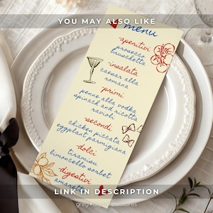 Italian Summer Dinner Menu Card | Italy Themed Colorful Wedding Menu ...