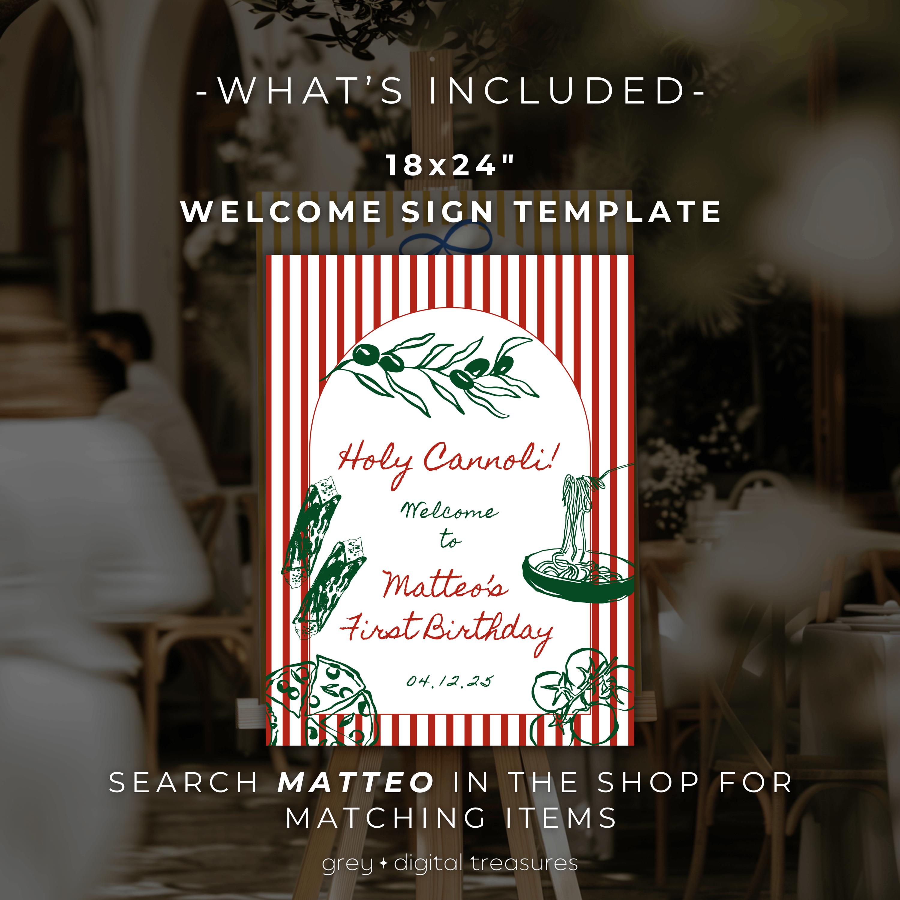 Holy Cannoli First Birthday Welcome Sign | Italian Baby Shower Poster ...