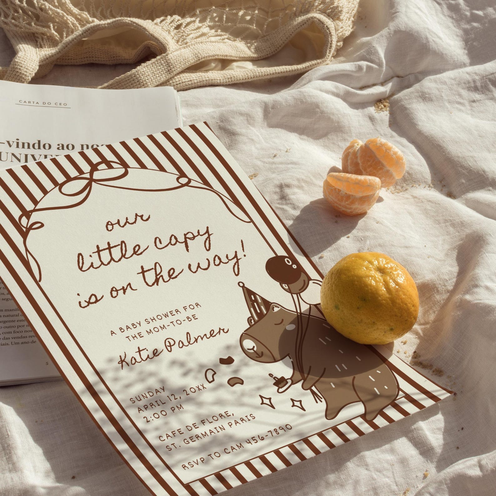 Capybara Baby Shower Invite | Capybara Gender Reveal Baby Sprinkle ...