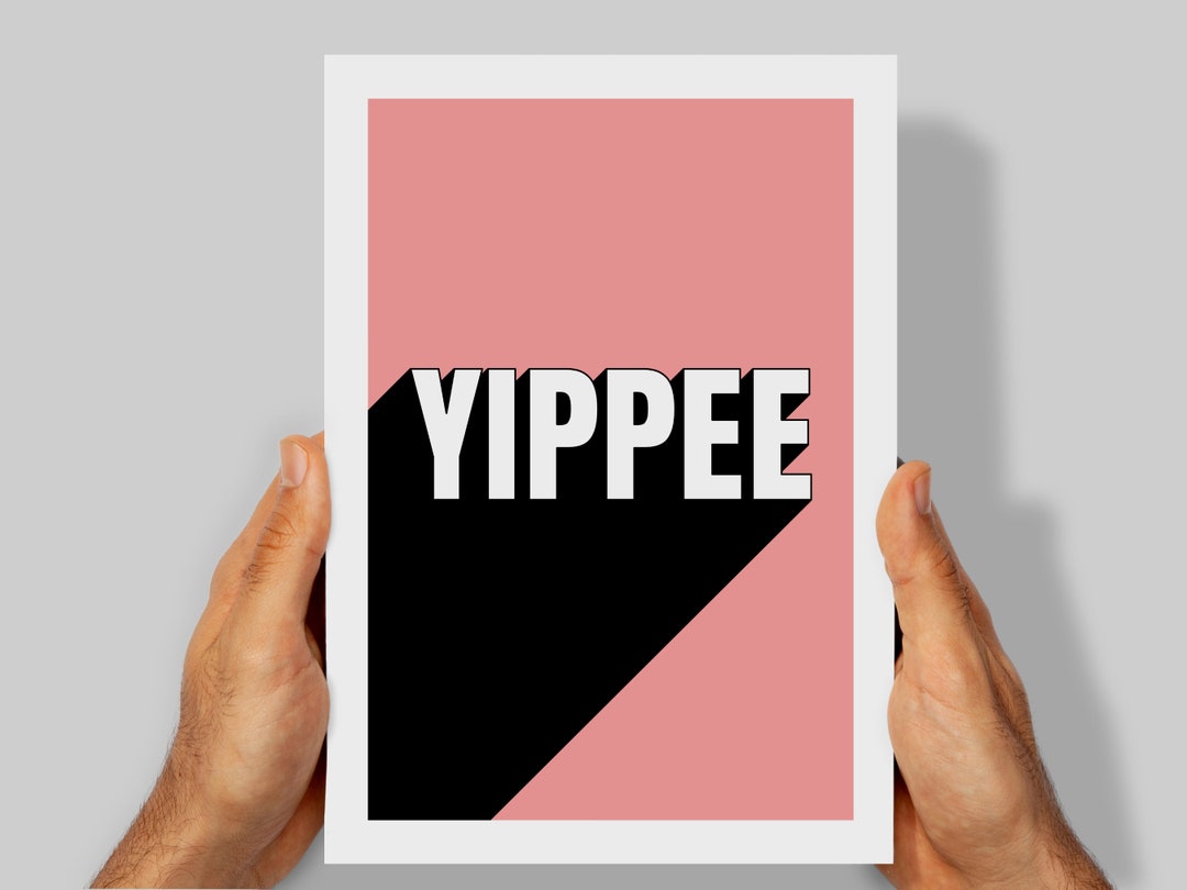 Yippee Typography Print Bold Type Print Pink & Black Print Retro Type ...