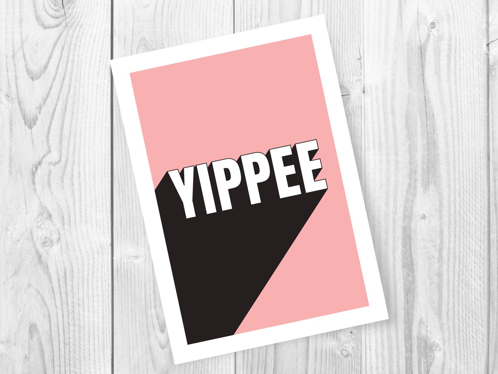 Yippee Typography Print Bold Type Print Pink & Black Print Retro Type ...
