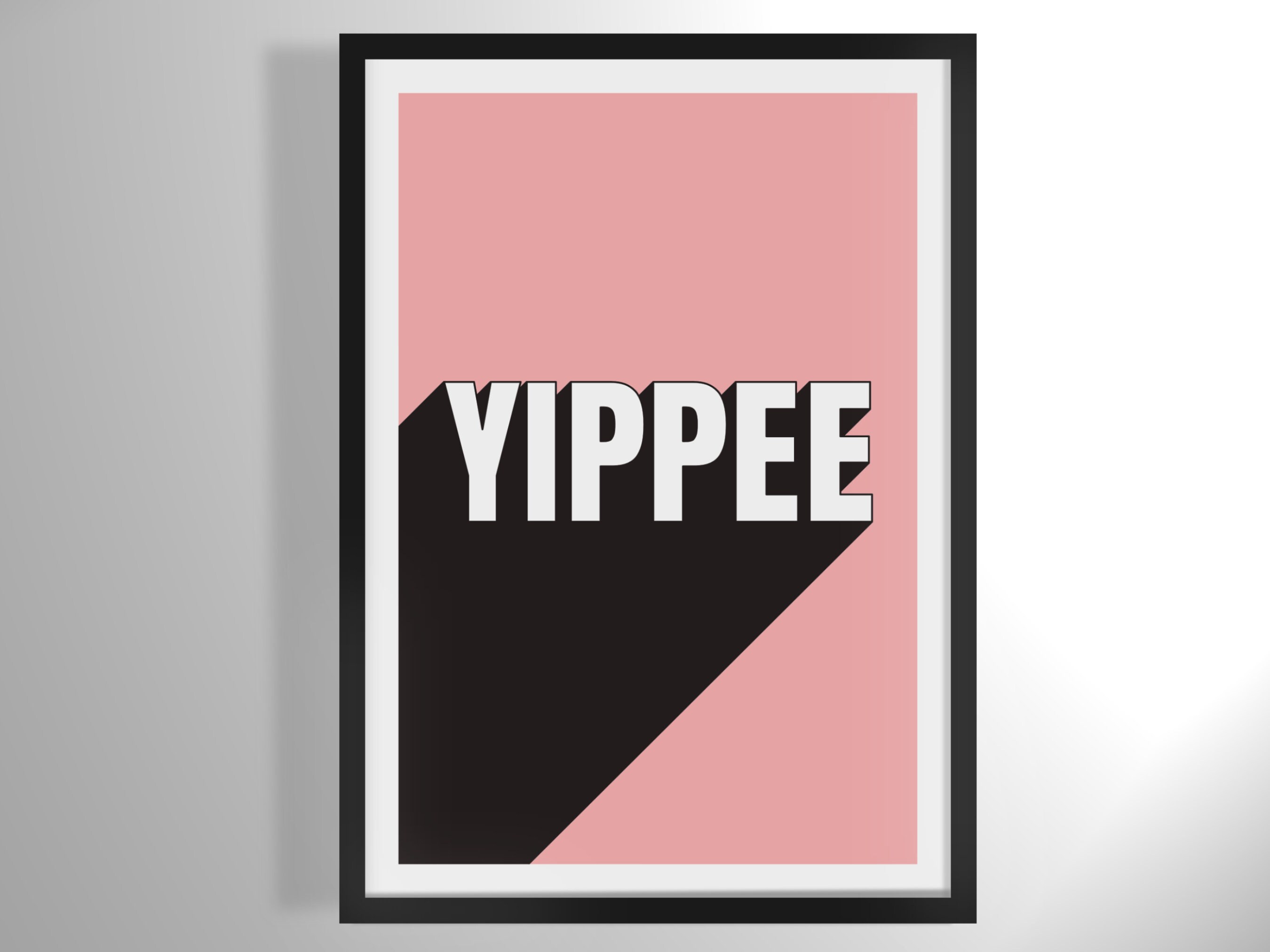 Yippee Typography Print Bold Type Print Pink & Black Print Retro Type ...