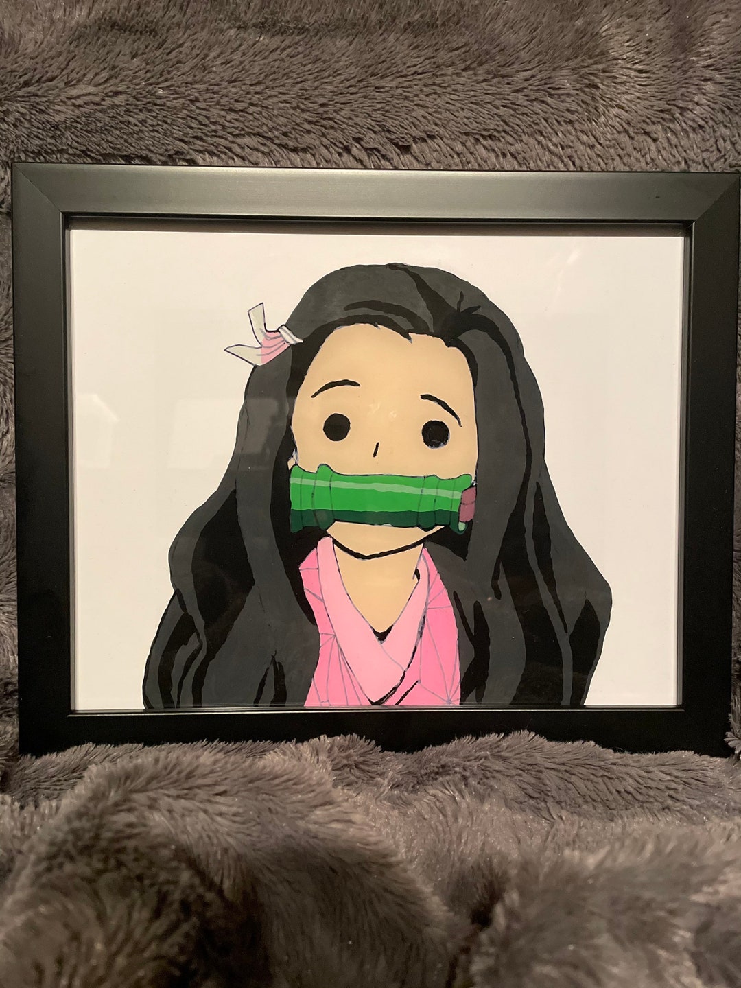 Hand Drawn and Painted Glass Anime Character - Etsy