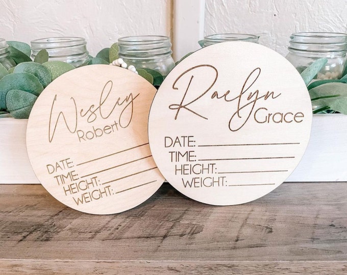 Personalized Woodland Newborn Birth Stats Sign, Birth Announcement Sign ...