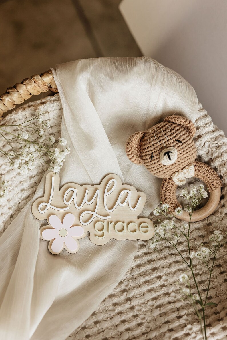 Baby Name Sign - Pastel Acrylic & Natural Wood - Etsy