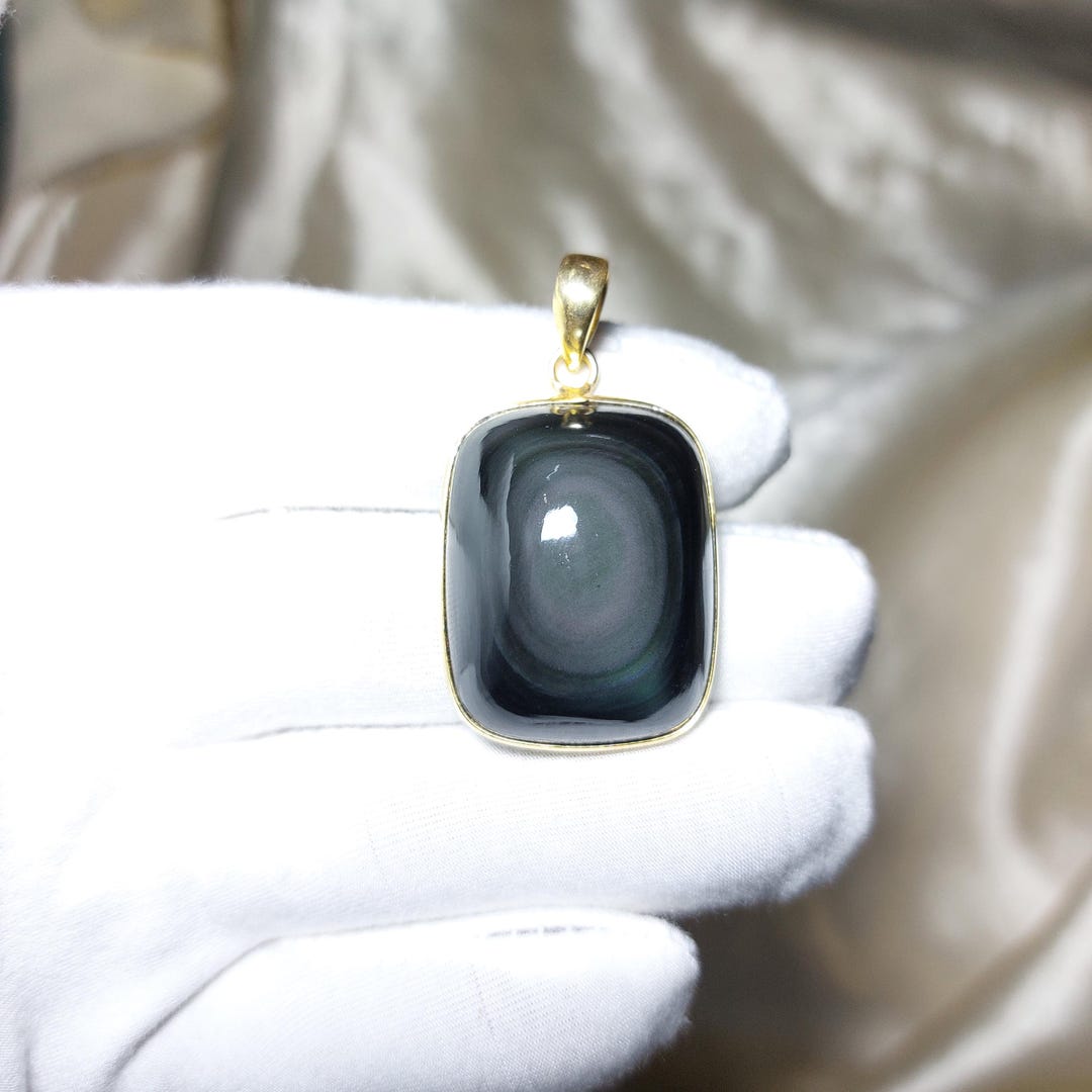 Very Good Pretty Quality Obsidian Gold Plated Brass Pendant, Obsidian ...