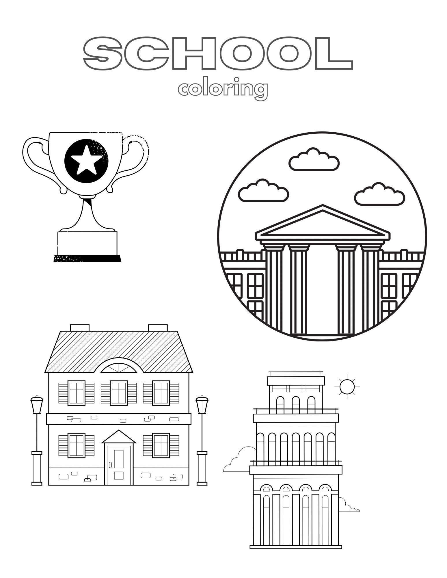 Digital School Coloring Page CANVA Template Coloring Pages - Etsy